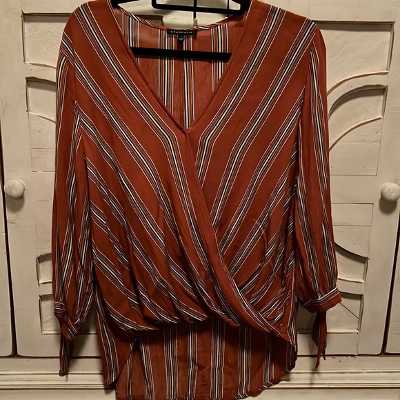 Staccato | Tops | Staccato Striped Blouse With Tie 34 Sleeves | Poshmark